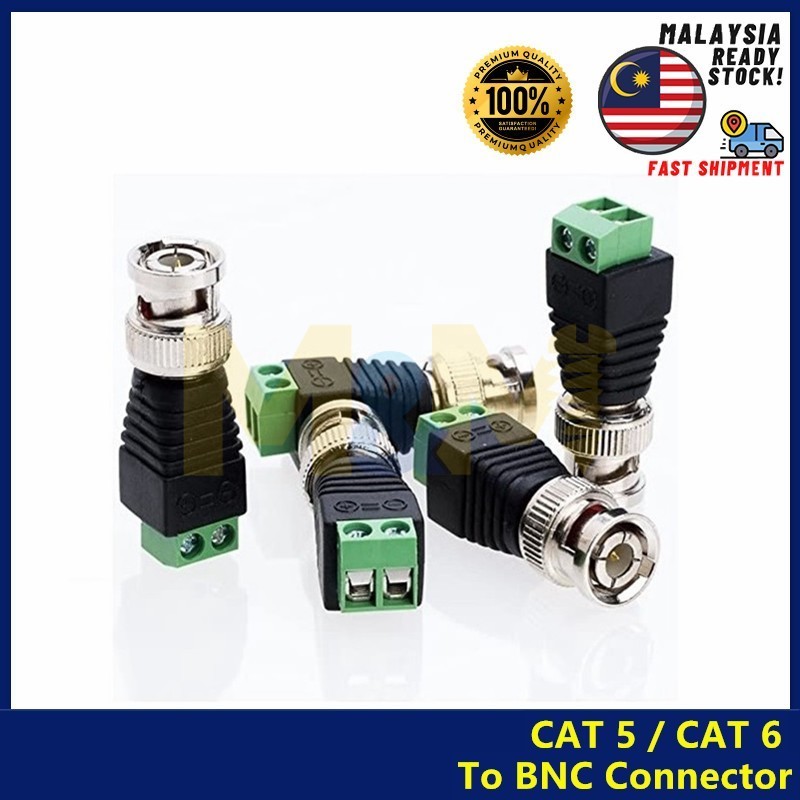 CAT5 / CAT6 to BNC RG59 Coaxial Video Balun Connector Converter Adaptor ...