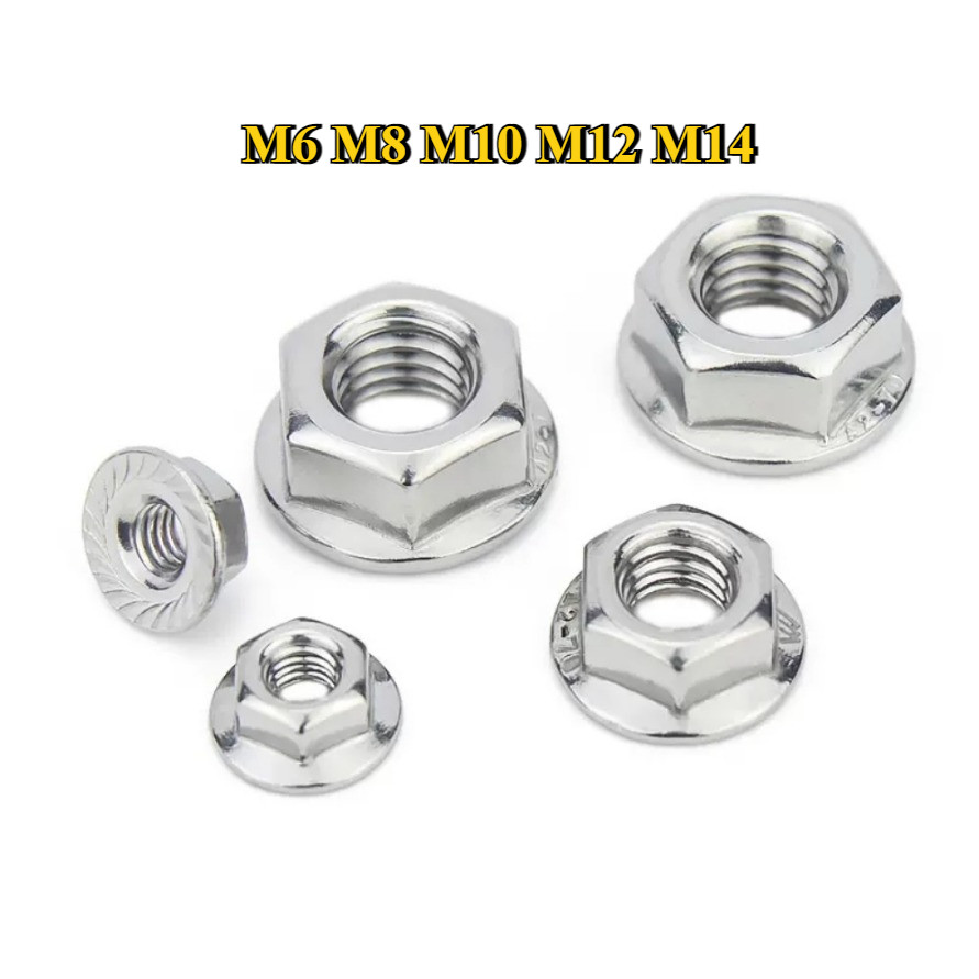 M6 M8 M10 M12 M14 SUS304 Fine Thread Flange Nut Hex Fastener Nut Flange ...