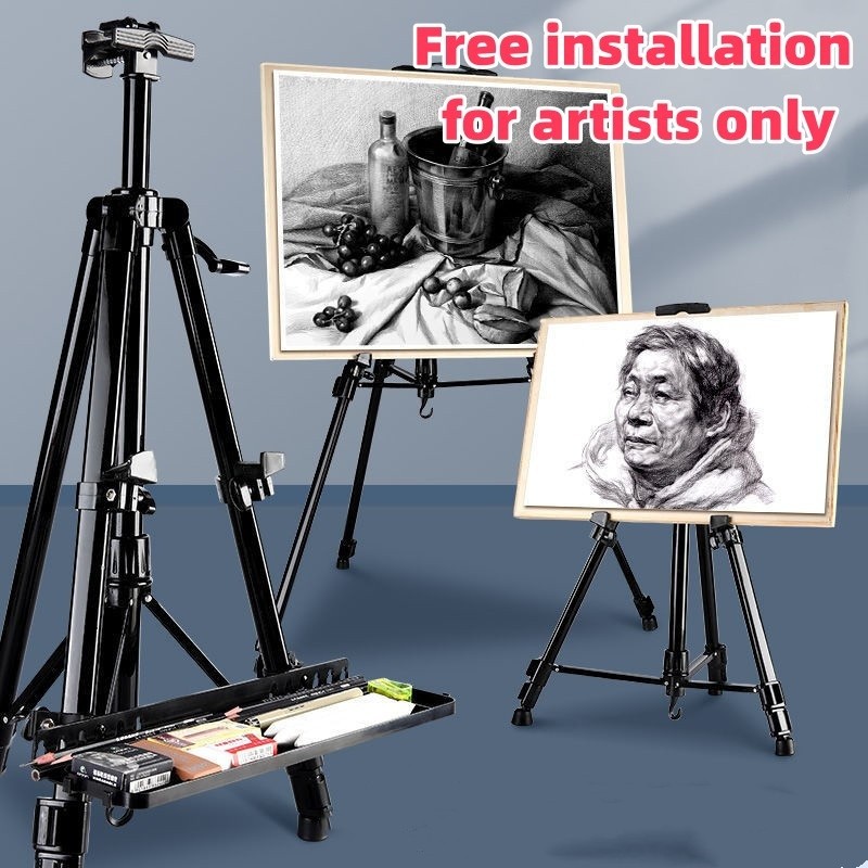 Aluminum alloy easel drawing board set foldable metal easel adjustable ...