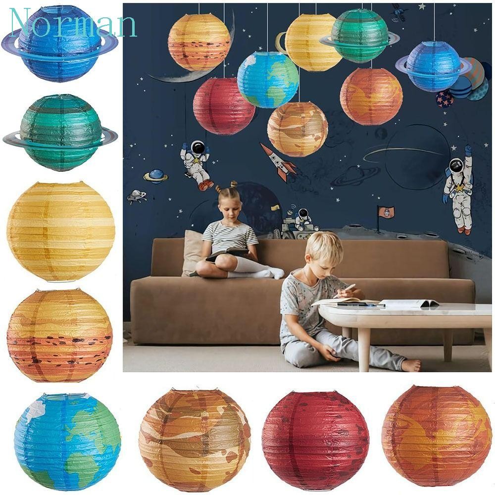 NORMAN Hanging Planet Paper Lanterns, Galaxy Space Theme Foldable ...