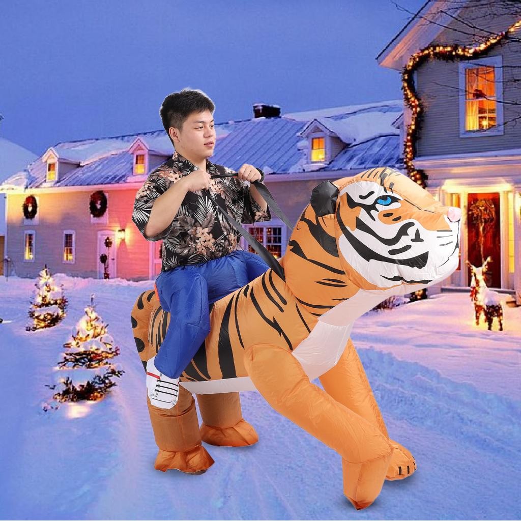 Inflatable Ride On Tiger Costume Vibrant Color Blow Up with Blower for ...
