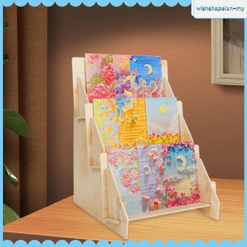 [WishshopelxnMY] Greeting Card Display Stand 3 Tier Postcard Holder for ...