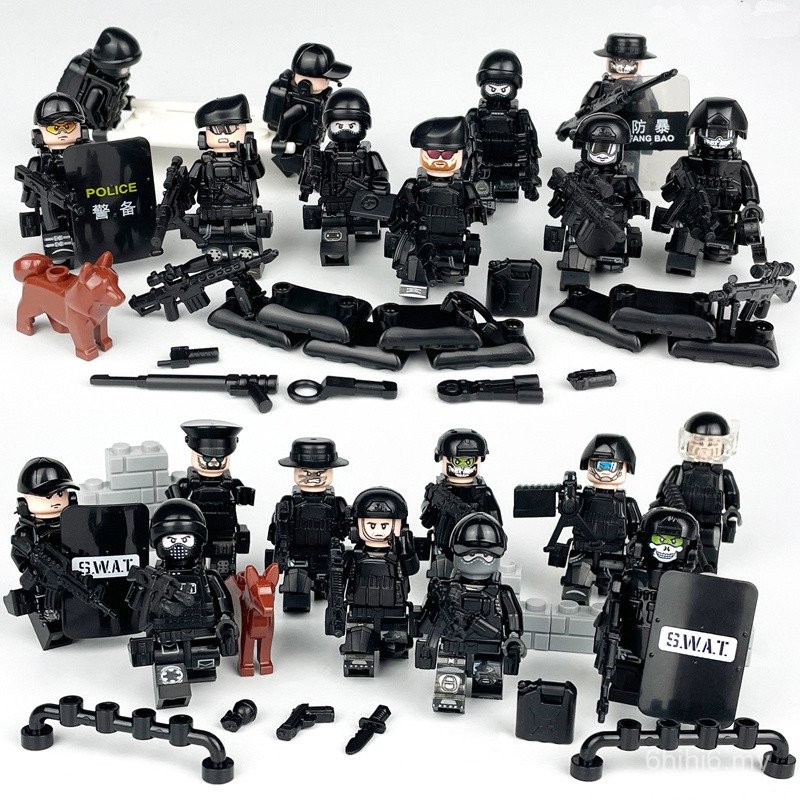 Compatible with Small Particle Minifigures Military Anti-Terrorist Riot ...