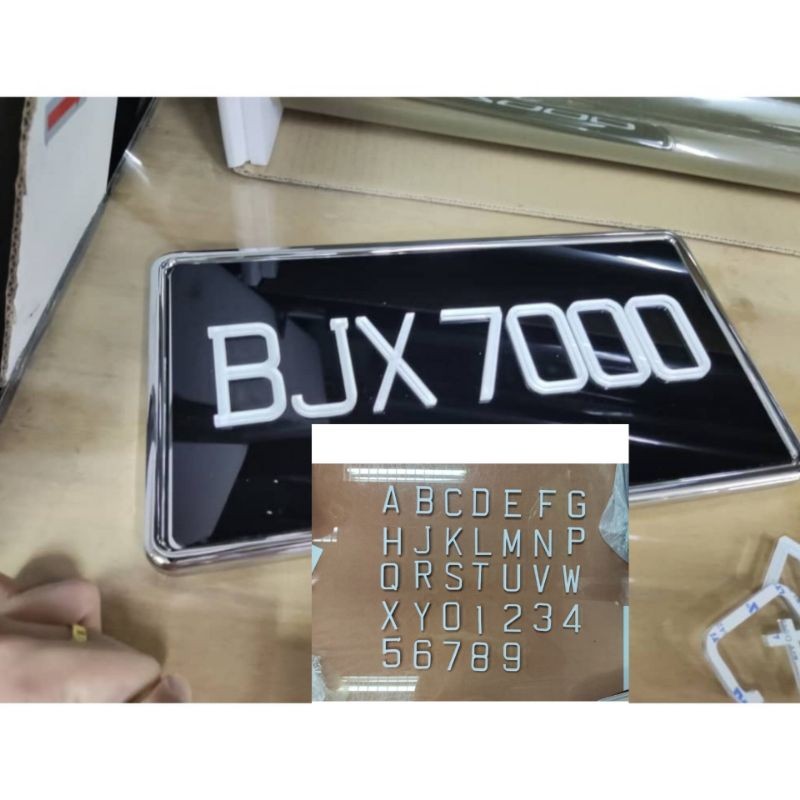 Car 3D THIN SILM Crystal White Number Plate / Nombor Plate Kereta ...