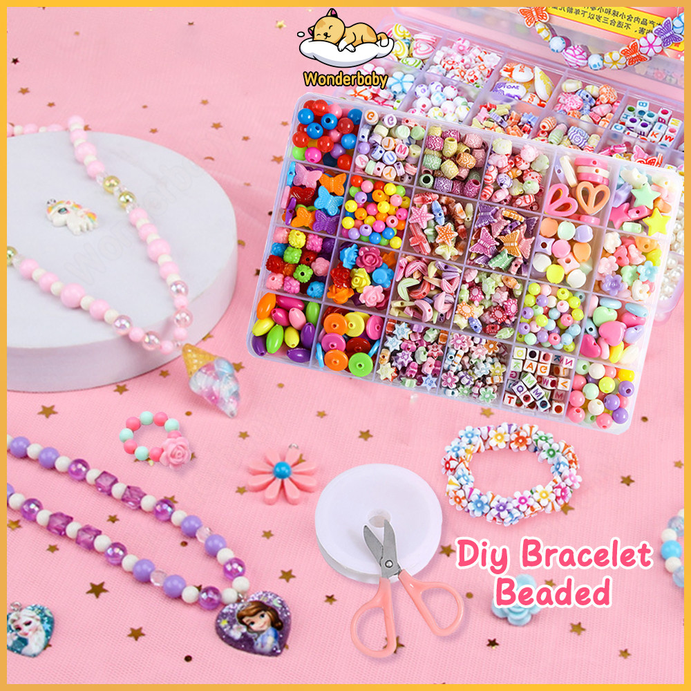 Wonderbaby Kids DIY Beads Set Colorful Bracelet Beads for Kids Handmade ...