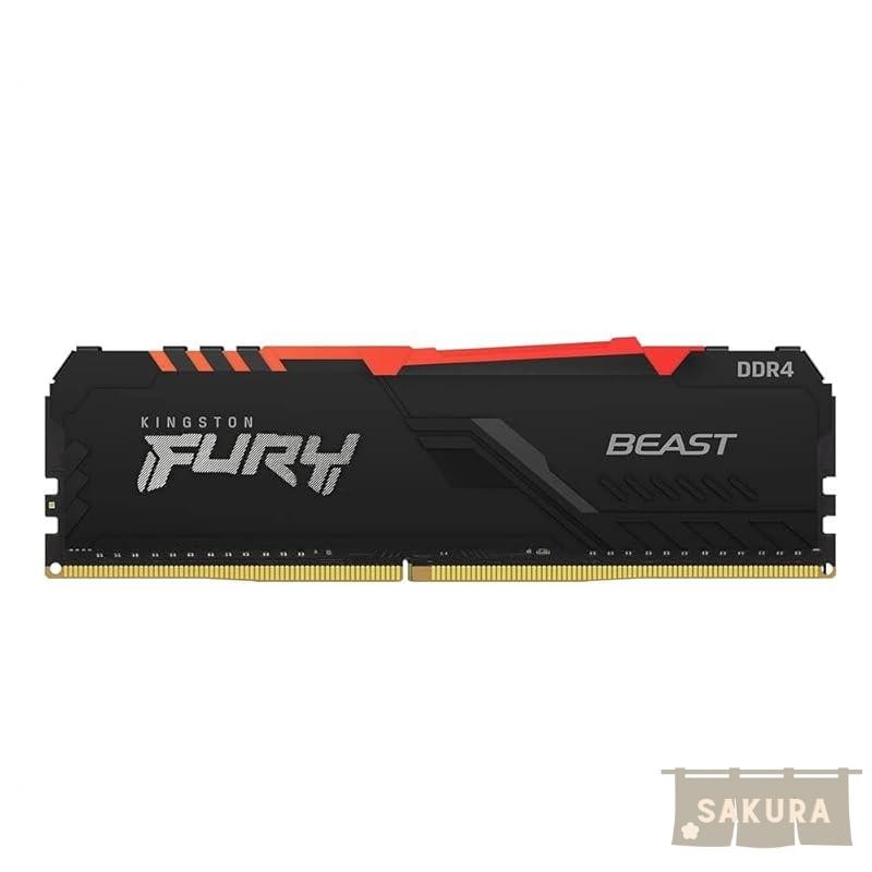 Kingston FURY Desktop PC Memory DDR4 3200MT/s 16GB x 1 Beast RGB CL16 KF432C16BB1A/16 Lifetime ...