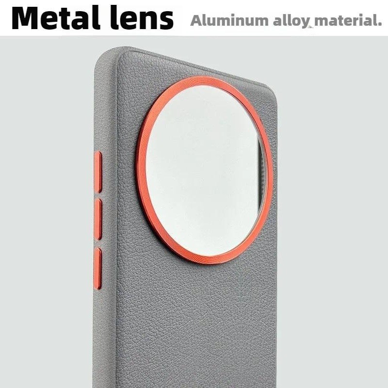 Luxury Plain Leather Phone Case for Vivo X100 Ultra X100s X200s X200 Pro Mini Metal Large Hole ...