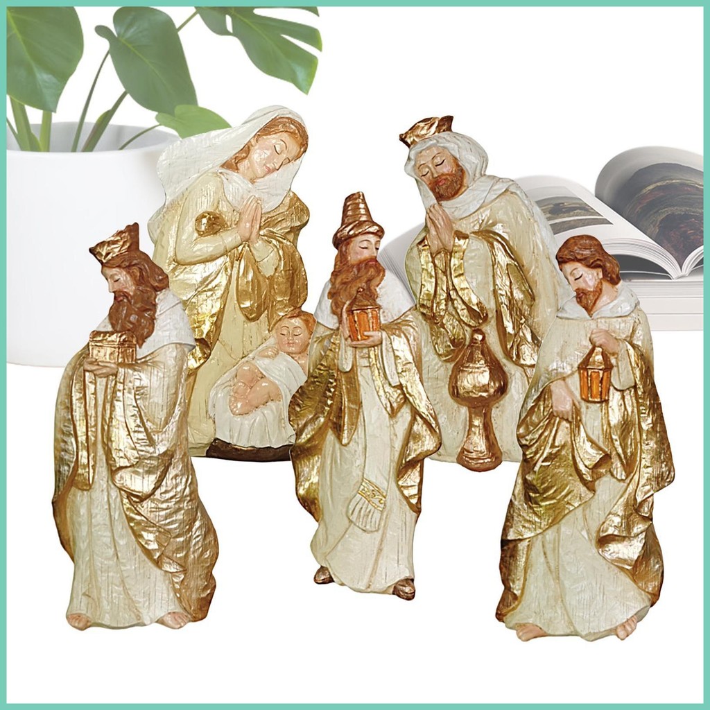 Christmas Nativity Figurines Set Of 5 Tabletop Nativity Figurines Resin ...