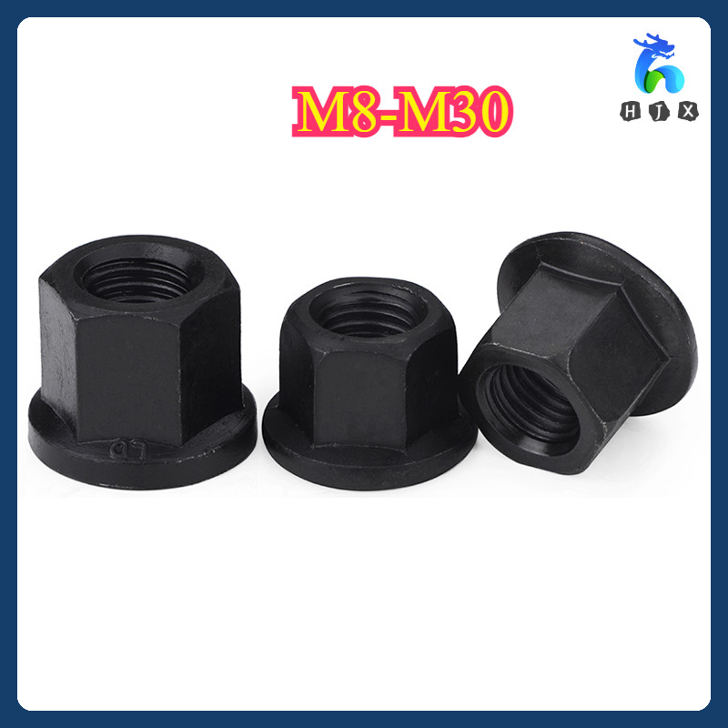 [HJX] Black Carbon Steel Flange Hexagon Plate Nut M8-M30 Hexagon with ...