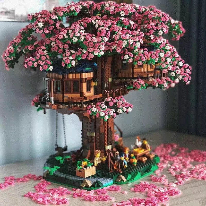 Cherry Blossom Tree House Building Blocks Girls High-Appearance High ...
