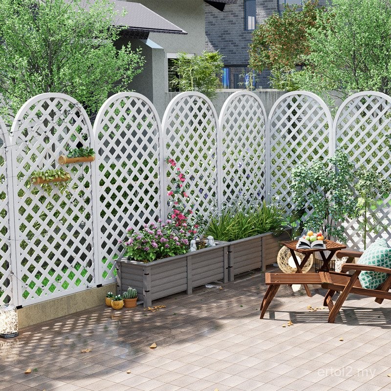 Pagar Kayu Komposit Luaran Putih Anti-Kakisan Grid Kayu Rangka Memanjat ...
