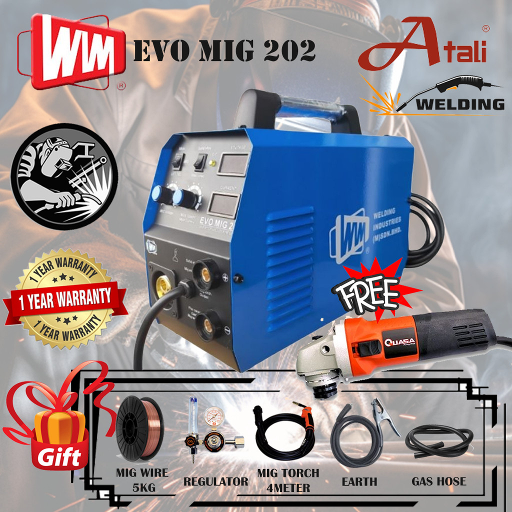 WIM EVO MIG 202 IGBT Inverter Gas Set Welding Machine Mesin Welding Tahan Lasak | Shopee Malaysia