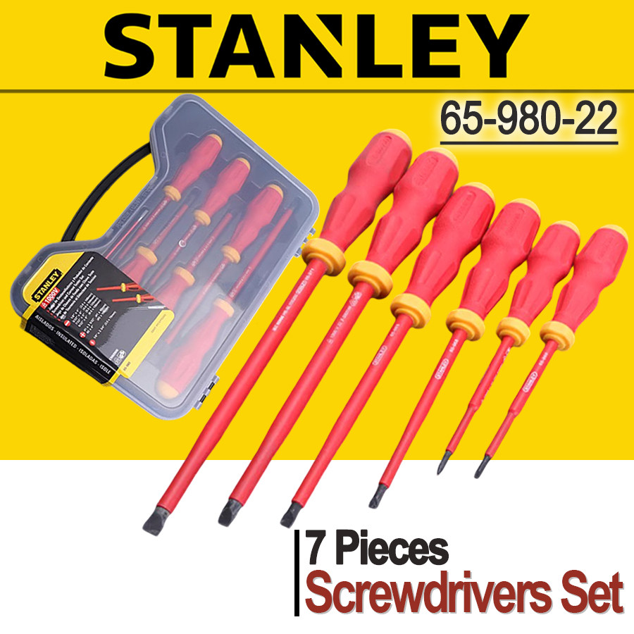 STANLEY 65-980-22 1000V VDE Insulated Screwdriver Set 7Pcs with Voltage ...