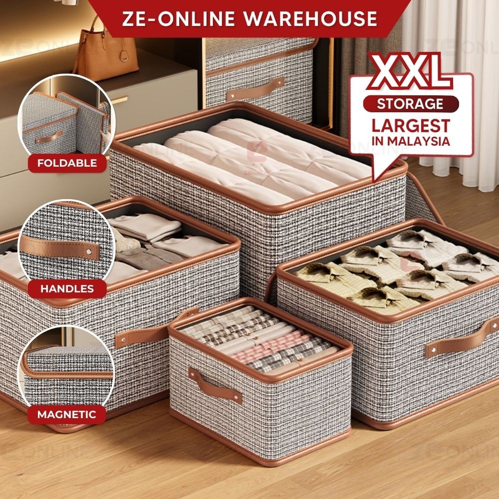 Premium Cover Storage Box With Lid, Fabric Wardrobe Clothes Storage Box ...
