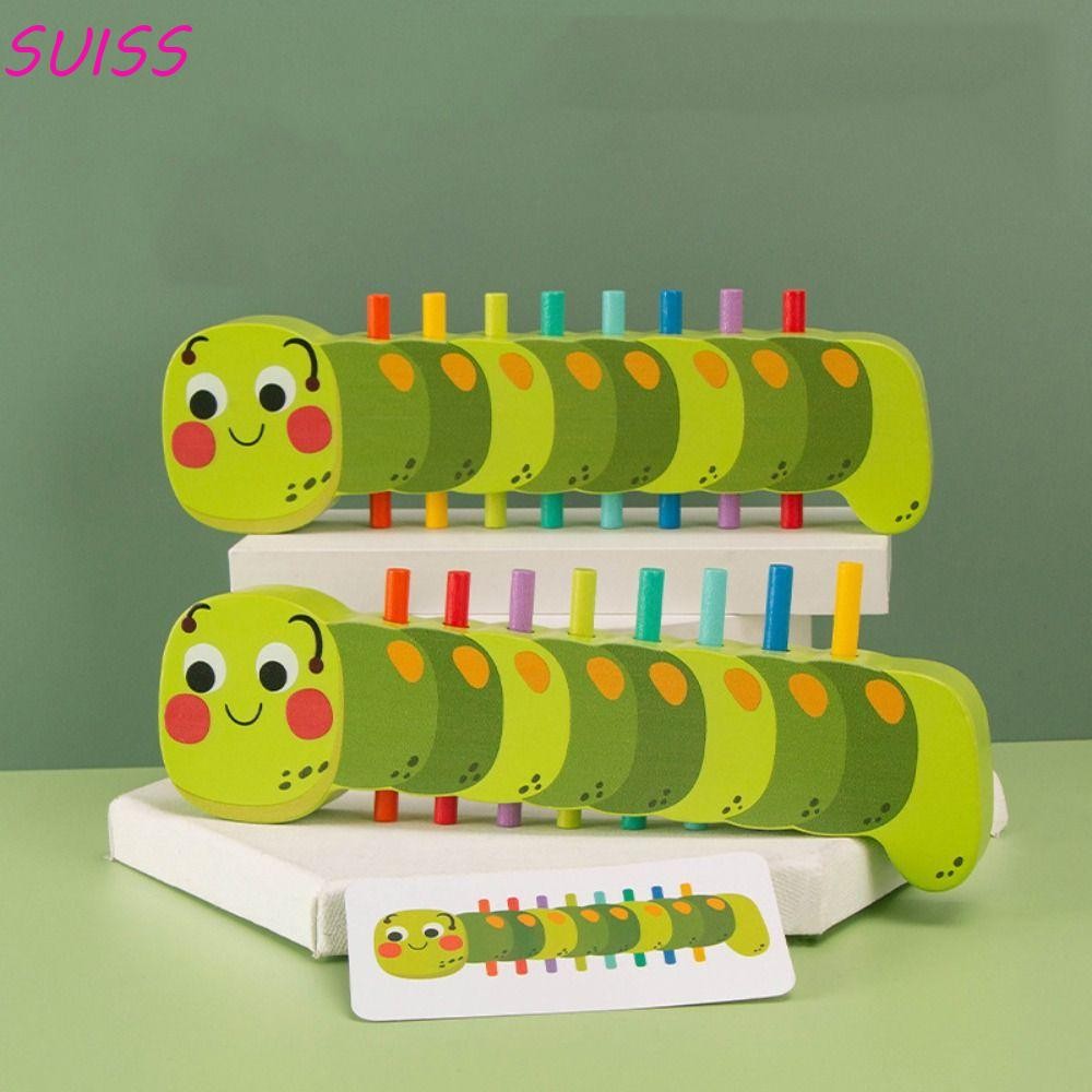 SUISS Caterpillar Shape Sorting Toy, Puzzle Wooden Caterpillar Color Matching Toy, Sensory Toy ...