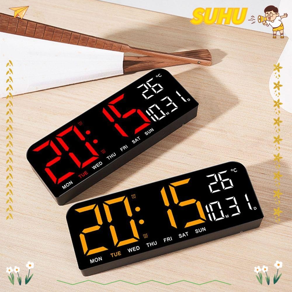 SUHU Electronic Wall Clock, Wall-mounted Temperature Digital LED Clocks ...