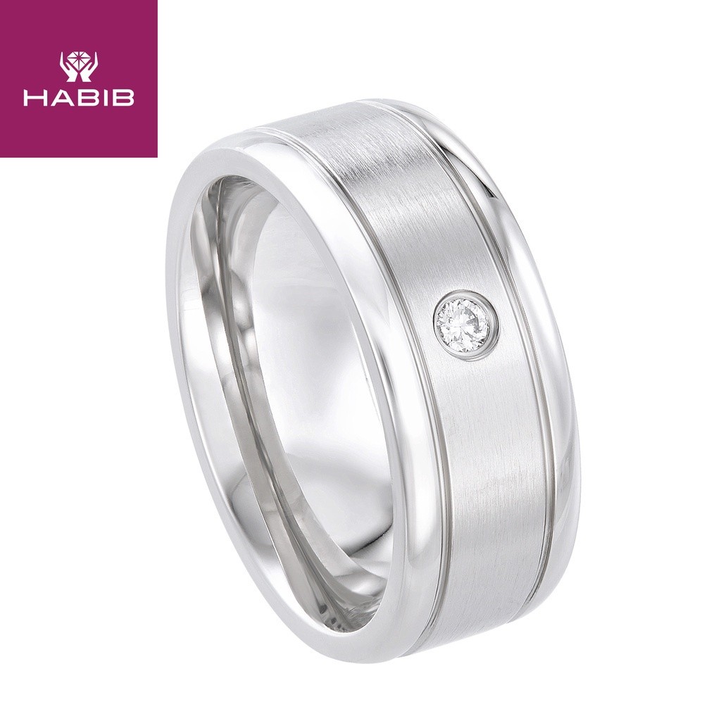 HABIB Flush Titanium Diamond Men's Ring A05701221 | Shopee Malaysia