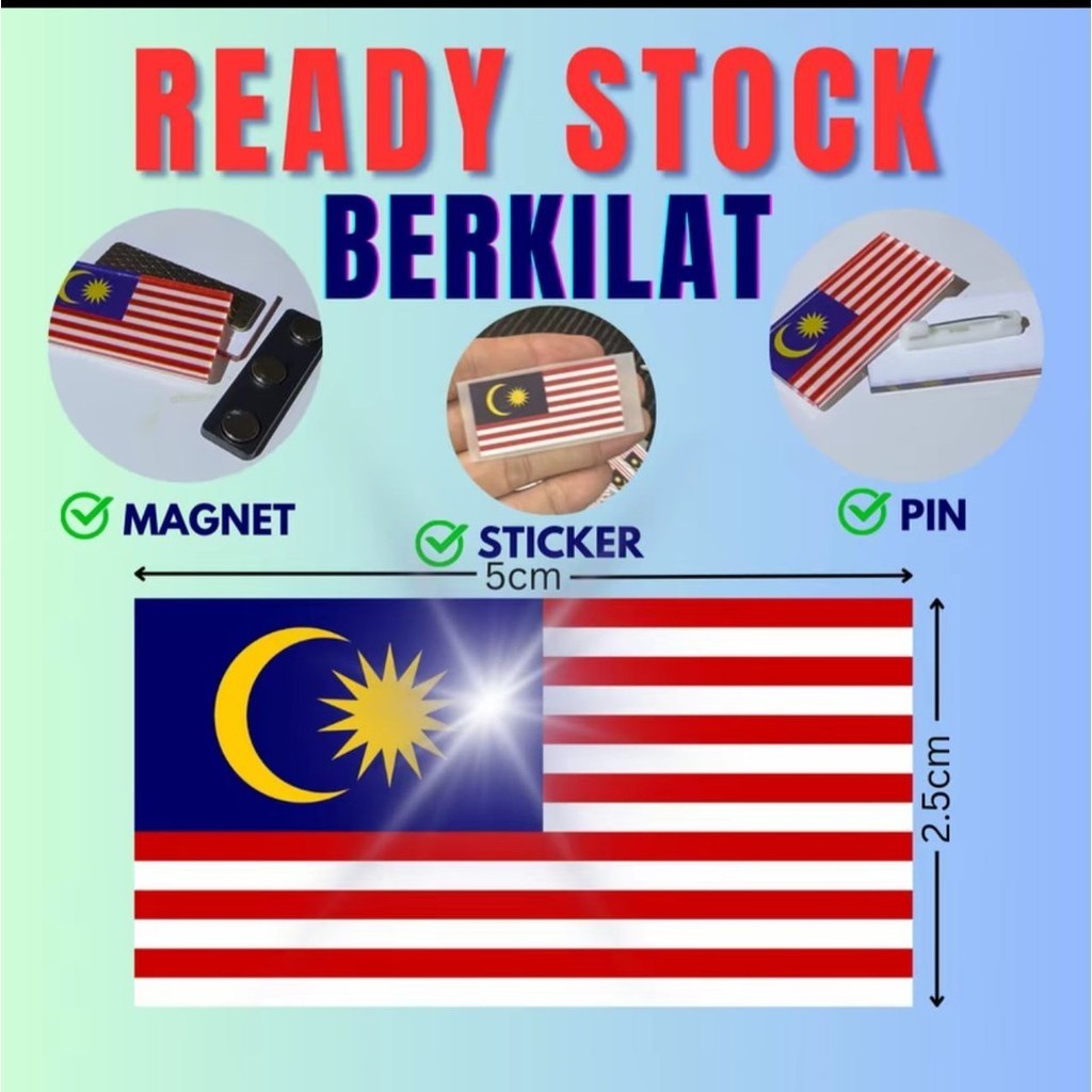 Lencana Pin Malaysia Jalur Gemilang (Pin/Magnet) - Saiz 5x2.5cm ...
