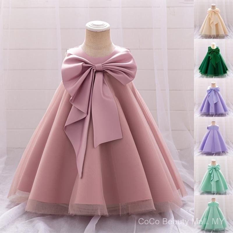 Pakaian Kanak-kanak, Merah Jambu, Ikatan bentuk rama-rama Besar, Gaun ...