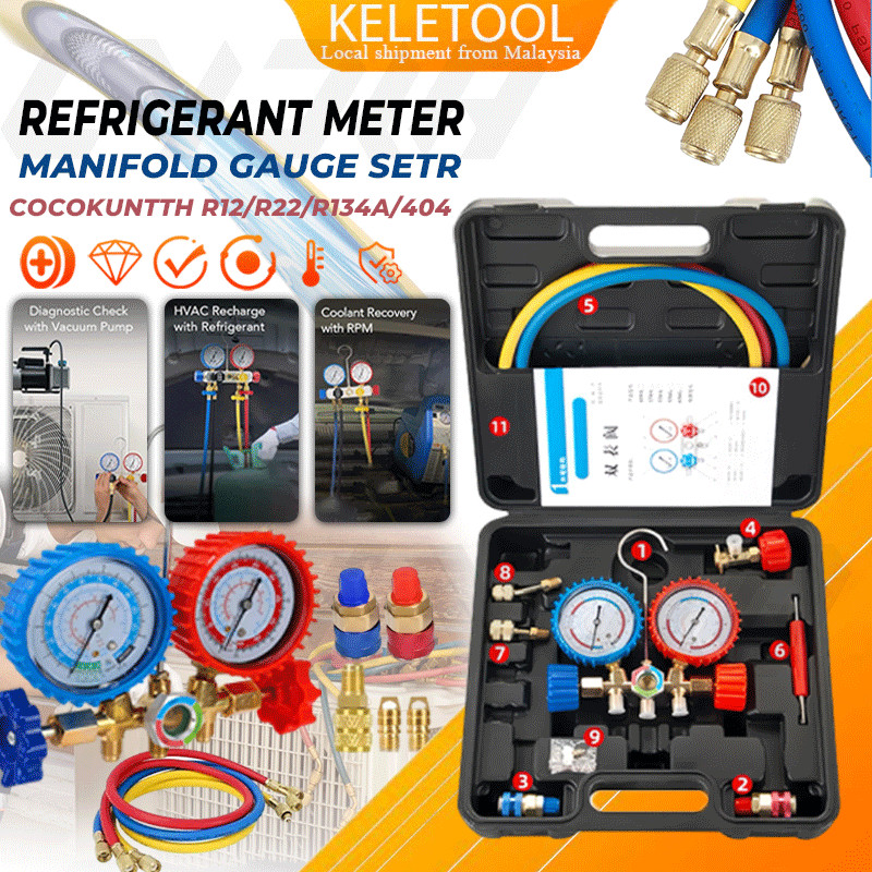 meter gas aircond refigerant meter manifols gauge set car aircond gas ...