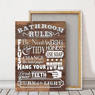 sushun Bathroom Rules Wall Art Funny Bathroom Wall Decor Farmhouse ...