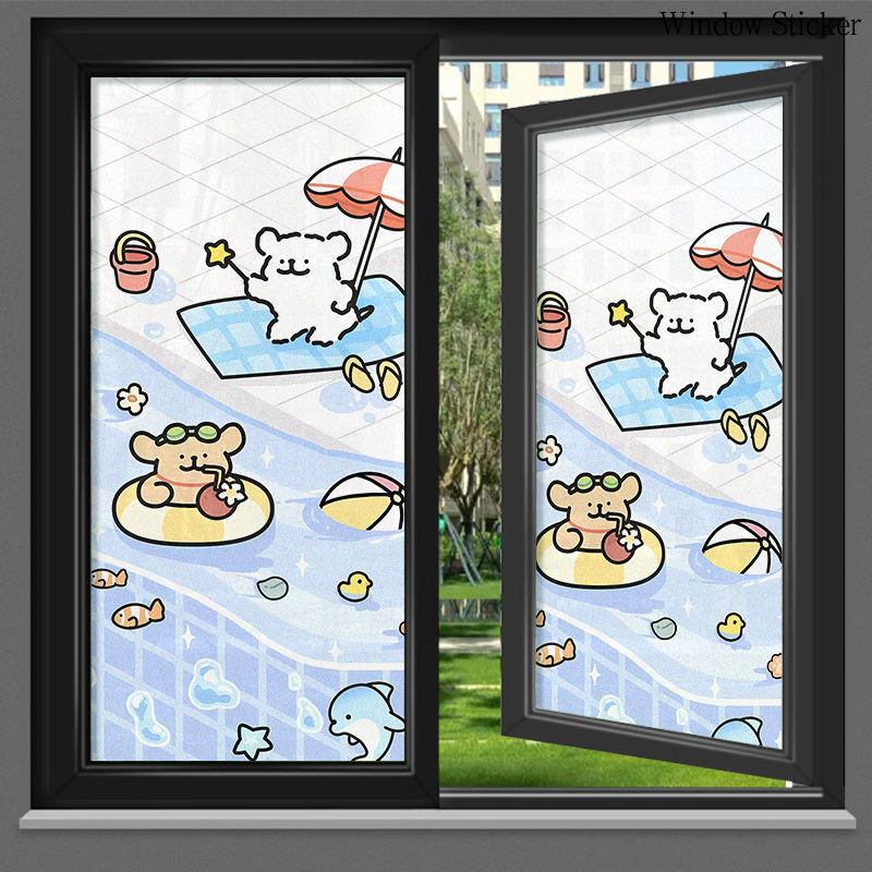 Ins Style Cute Puppy Electrostatic Glass Stickers Room Light ...
