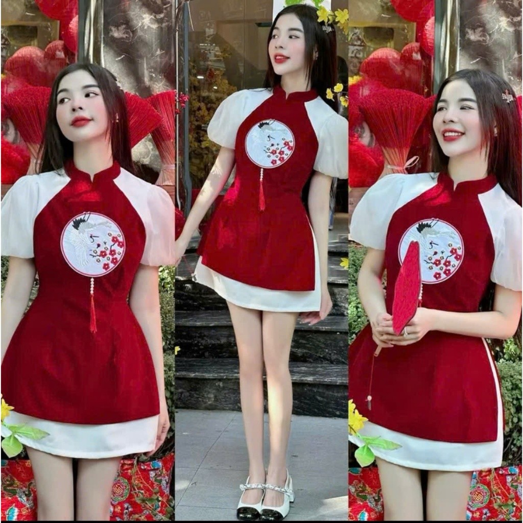 Designed set of red velvet shirt with train collar, puffed sleeves ...