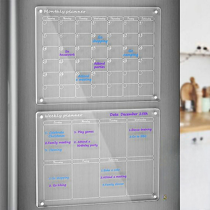 Fridge Magnet Sticker Clear Acrylic Calendar Weekly Planner Magnetic ...