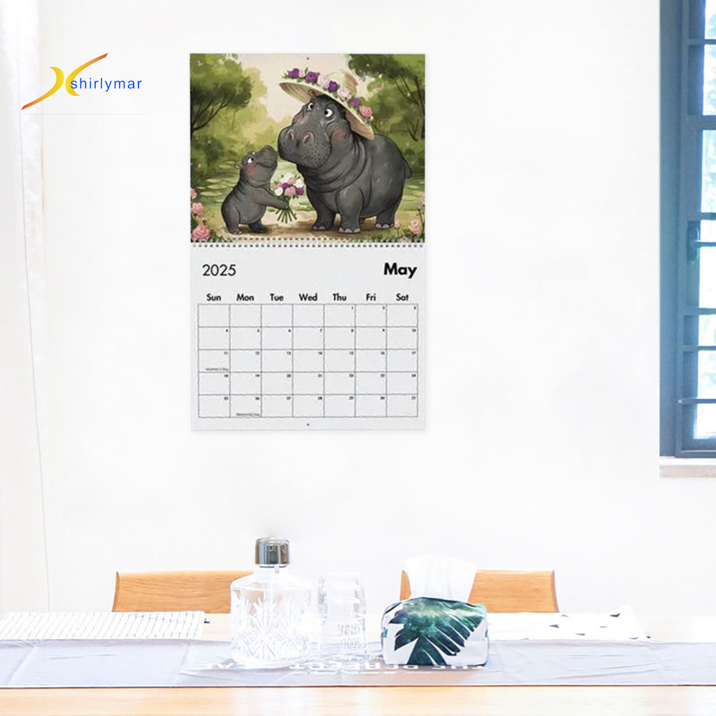 Sr Colorful Monthly Planner Cute Animal Calendar 2025 Cute Hippo ...