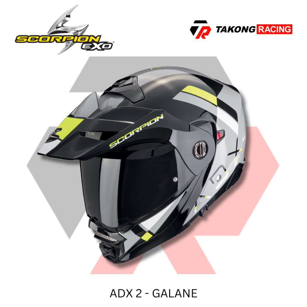 Scorpion Helmets ADX 2 Galane Grey Black Neon Yellow | Shopee Malaysia