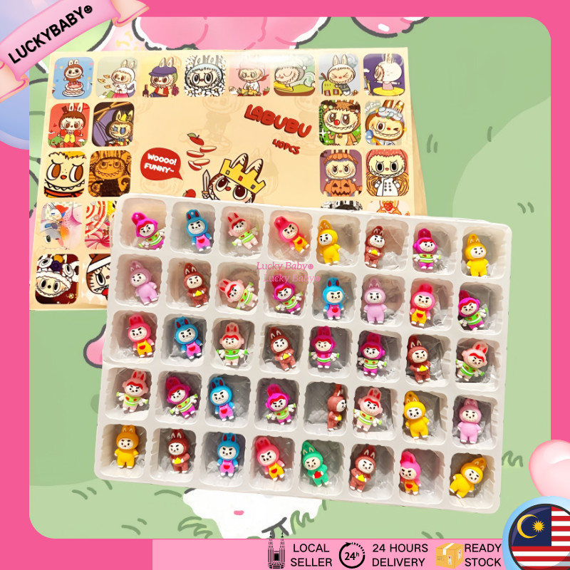 40PCS Hole Poke Labubu Doll Blind Box Popmart Cute Ornament Gift Blind ...