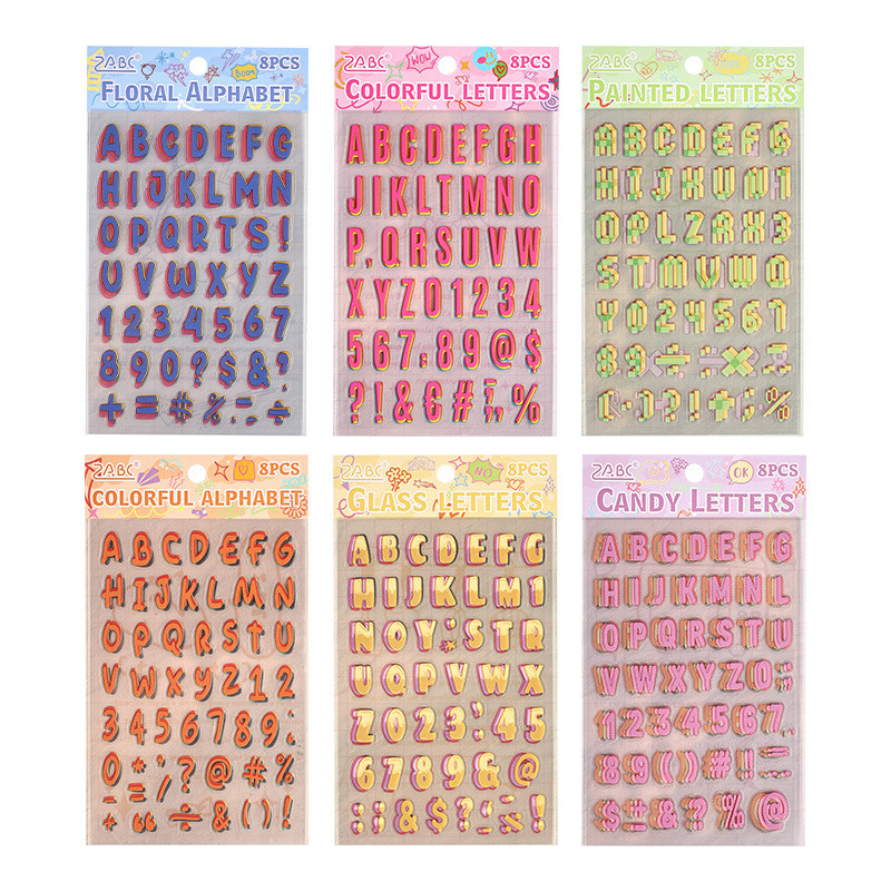 Alphabet Stickers 8 Sheets Alphabet Stickers Self-Adhesive Number ...