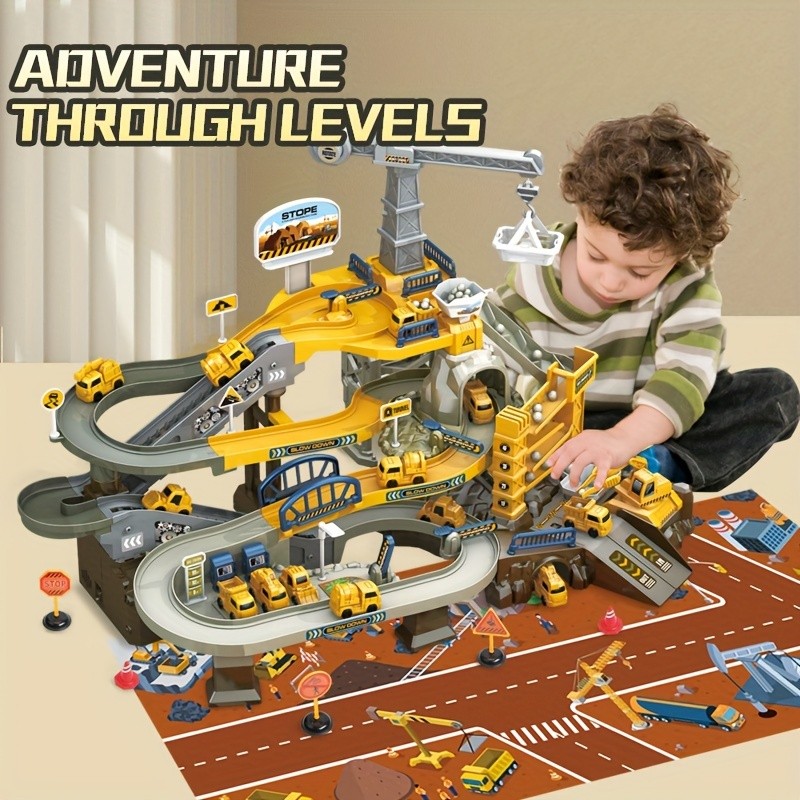 Adventure Race Car Track Set With Multi-Level Electric Racing Tracks ...