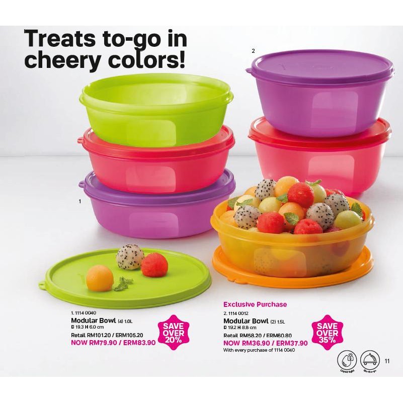 Tupperware Modular Bowl 1L Tupperware Bowl Lunch Snack | Shopee Malaysia
