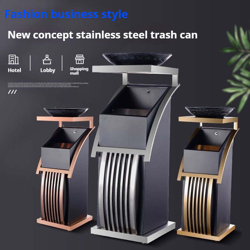 High end stainless steel hotel trash cans, hotel vertical trash cans ...