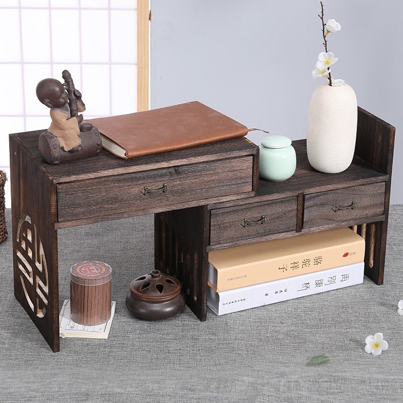 Rak komputer meja rak kayu pepejal, meja pelajar, mini meja, rak buku ...