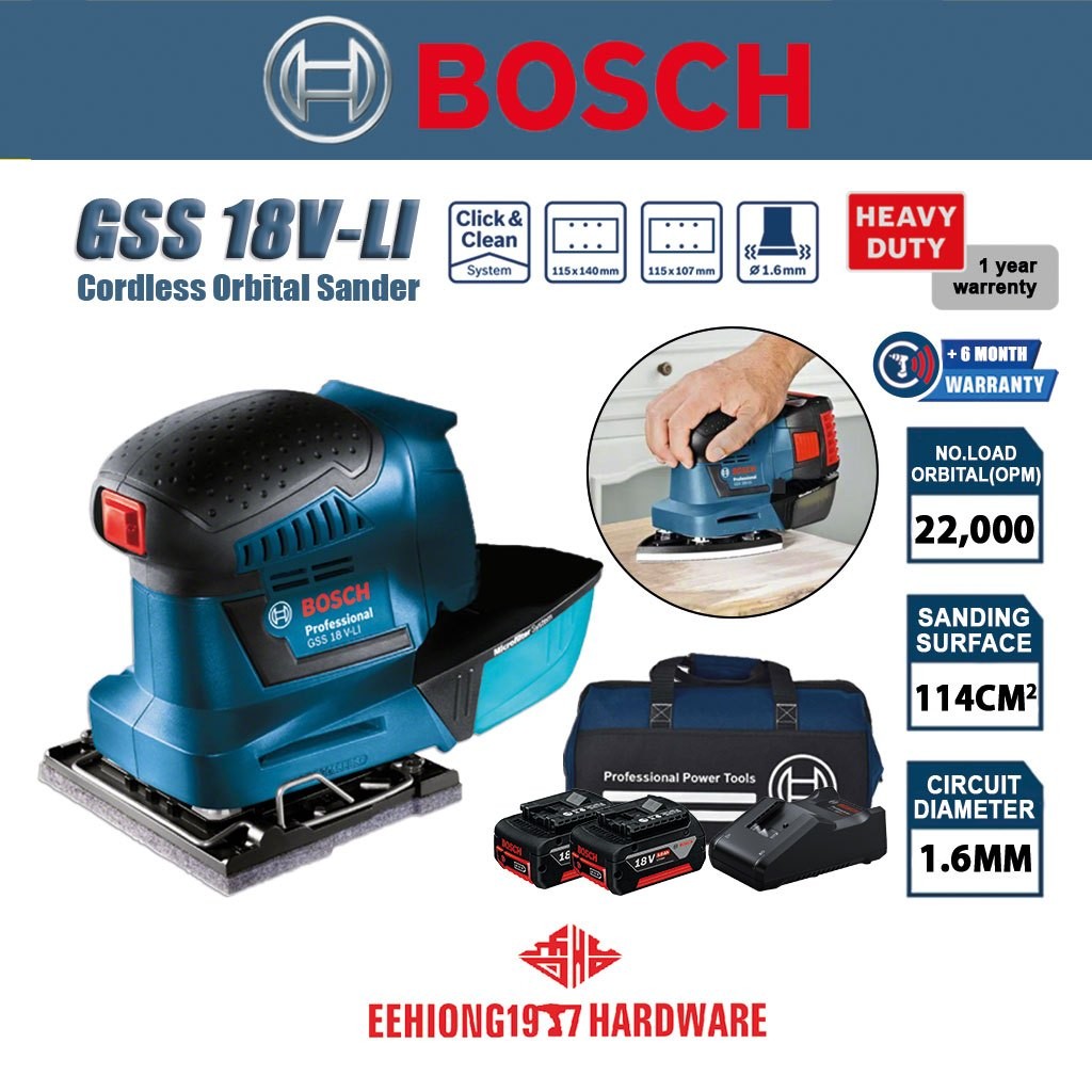 BOSCH GSS 18V-LI Cordless Orbital Sander GBA 2.0Ah 5.0Ah Battery GAL18V ...