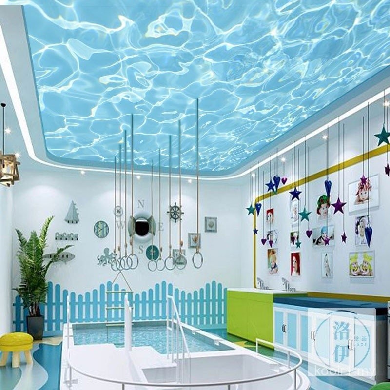 Kertas Dinding Riak Air Air Laut Kolam Renang Bayi Mural Siling Dunia ...
