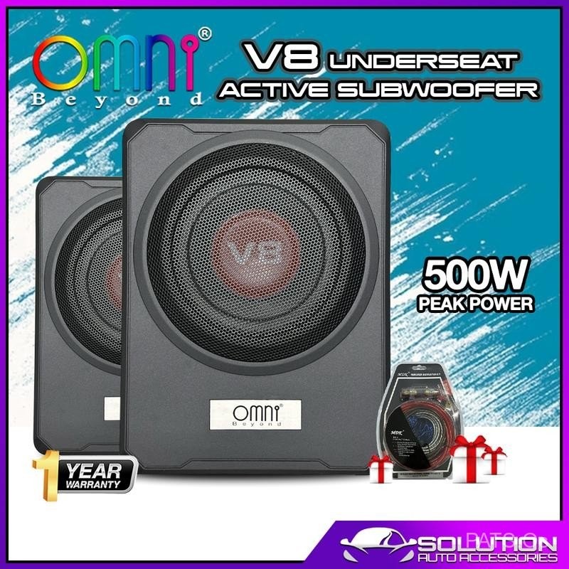 Omni Beyond V8 8 Inch 500W Car Underseat Super Slim Active Subwoofer ...