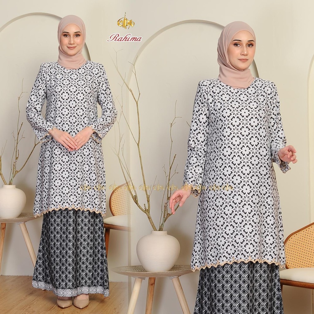 Baju Kurung Rahima Dobby Sutera Sulam Matching Raya 2025 MC182 | Shopee ...