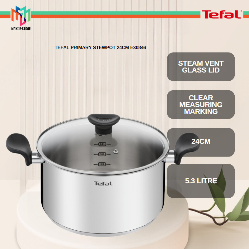 Tefal E30846 Primary Stewpot with lid 24cm Stainless Steel Induction Compatible | Shopee Malaysia