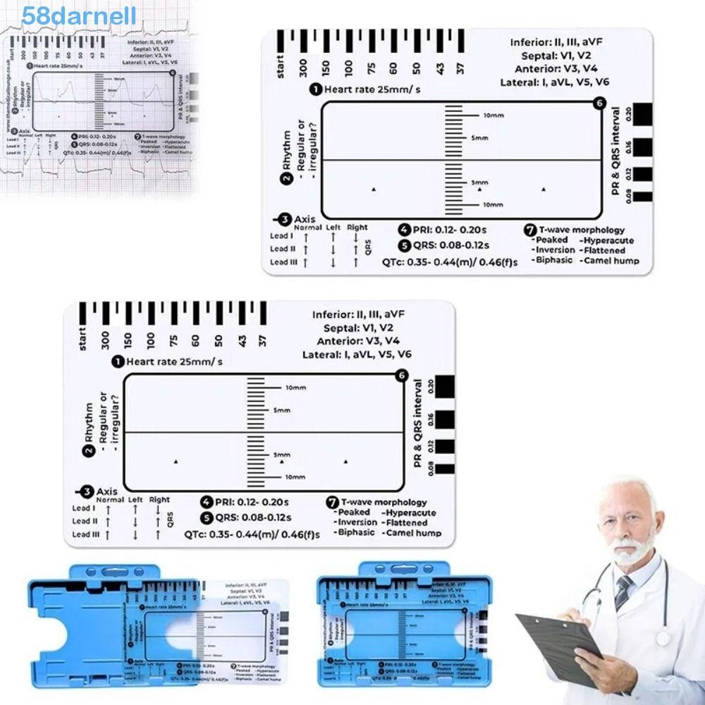 DARNELL ECG 7 Step Ruler Card, Interpretation Portable Pocket Ecg/Ekg Reference Guide, Easy ...