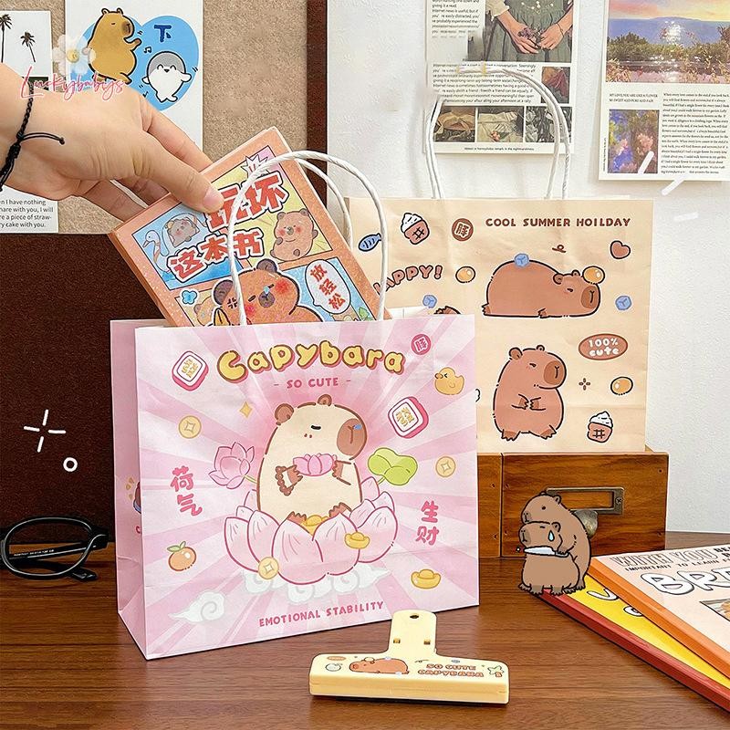 Luckybabys> 10pcs Capybara Cartoon Gift Bags Hand-held Paper Bags ...