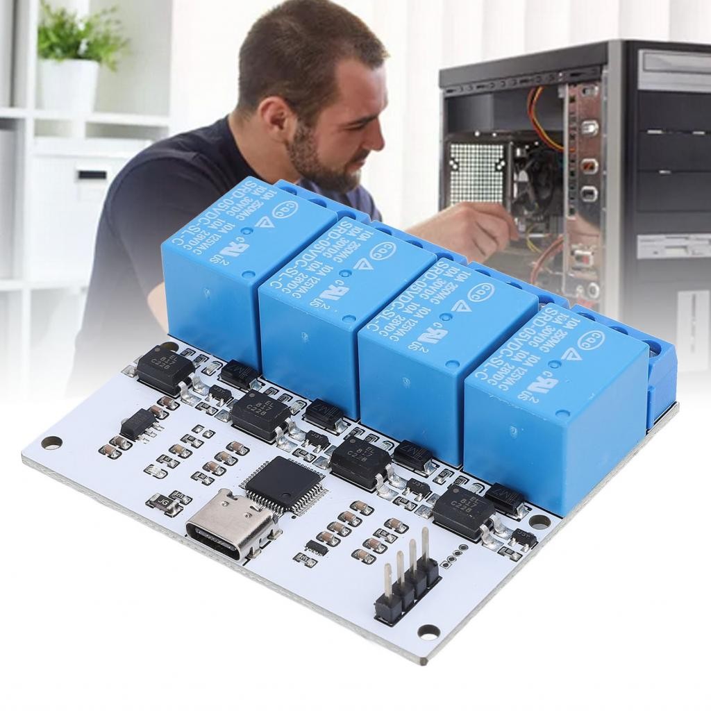 Apill 4 Channel USB to 340 Module Type C Interface Serial Control Relay Equipped with Chip ...