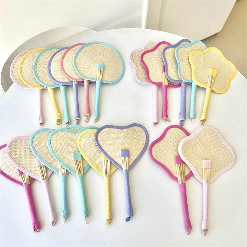 New Style Summer Straw Fan Niche Design Style Love Mini Portable Hand ...