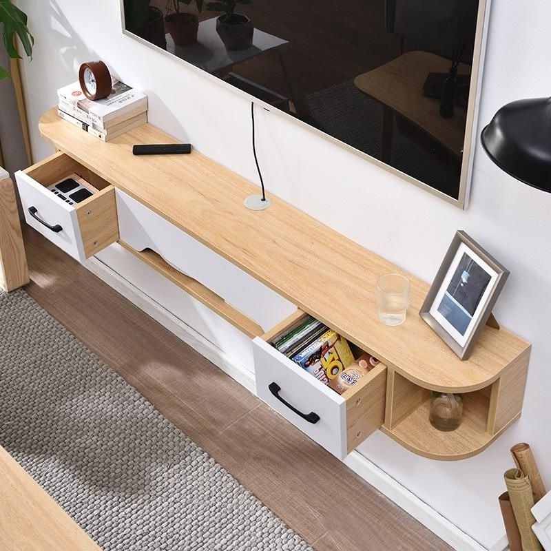 Solid Wood Rounded Corner TV Cabinet Curved Wall Mounted TV Console ...