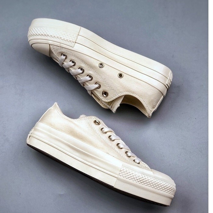 Conver Chuck Taylor All Star Lift OX "Beige/White" Star Classic Neutral ...