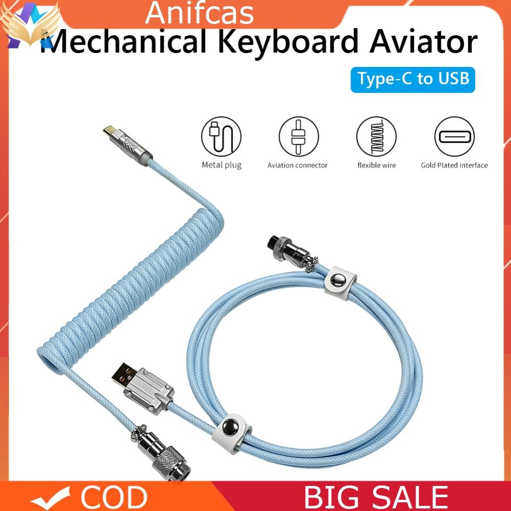 Type-C to USB Spiral Paracord Coiled Aviator Cable Wire for Mechanical ...