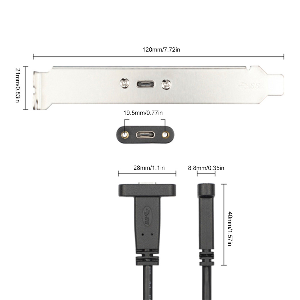 20cm USB A 3.0 Male To USB C Female Front Panel Header Cable 5Gbps ...