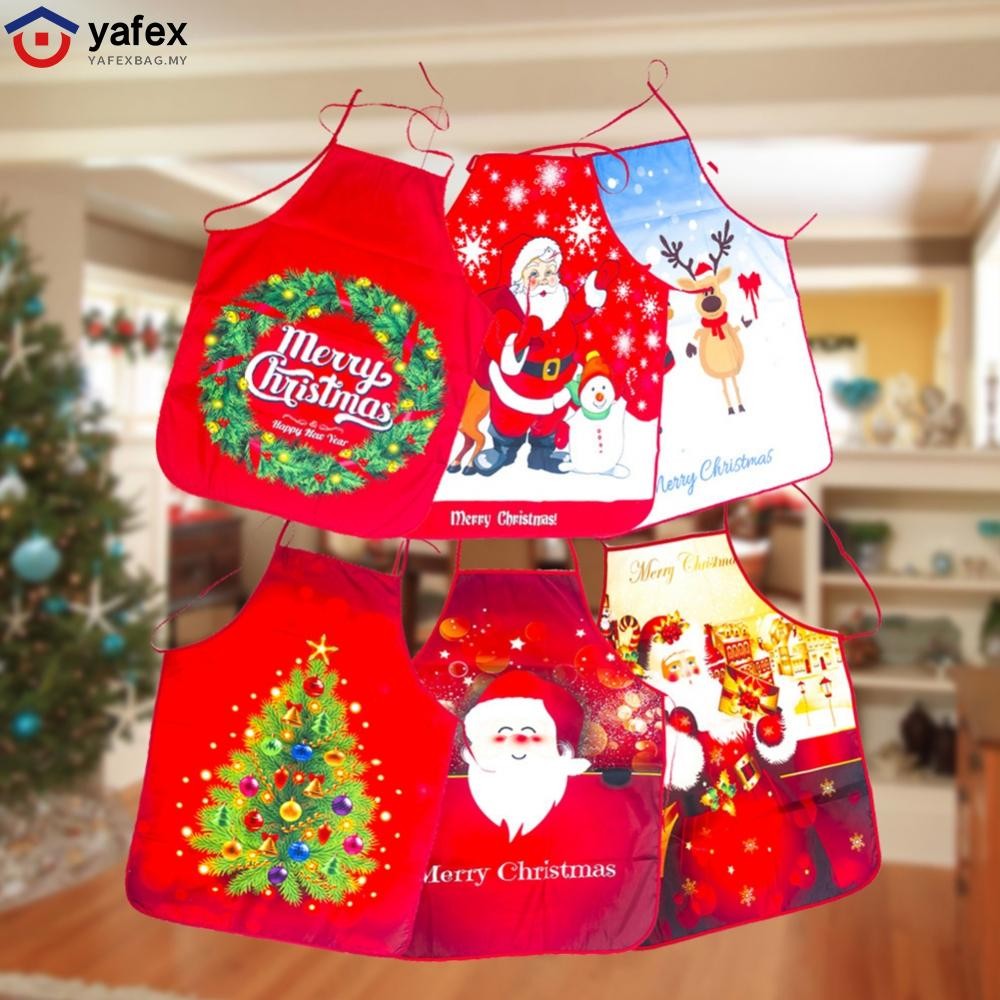 Santa Claus and Reindeer Patterns on Christmas Aprons Get Ready for the ...